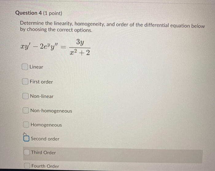Solved Question 4 1 Point Determine The Linearity