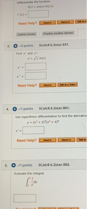 Solved Differentiate the function. Ax)-sin(x) In(2x) F'(x) | Chegg.com