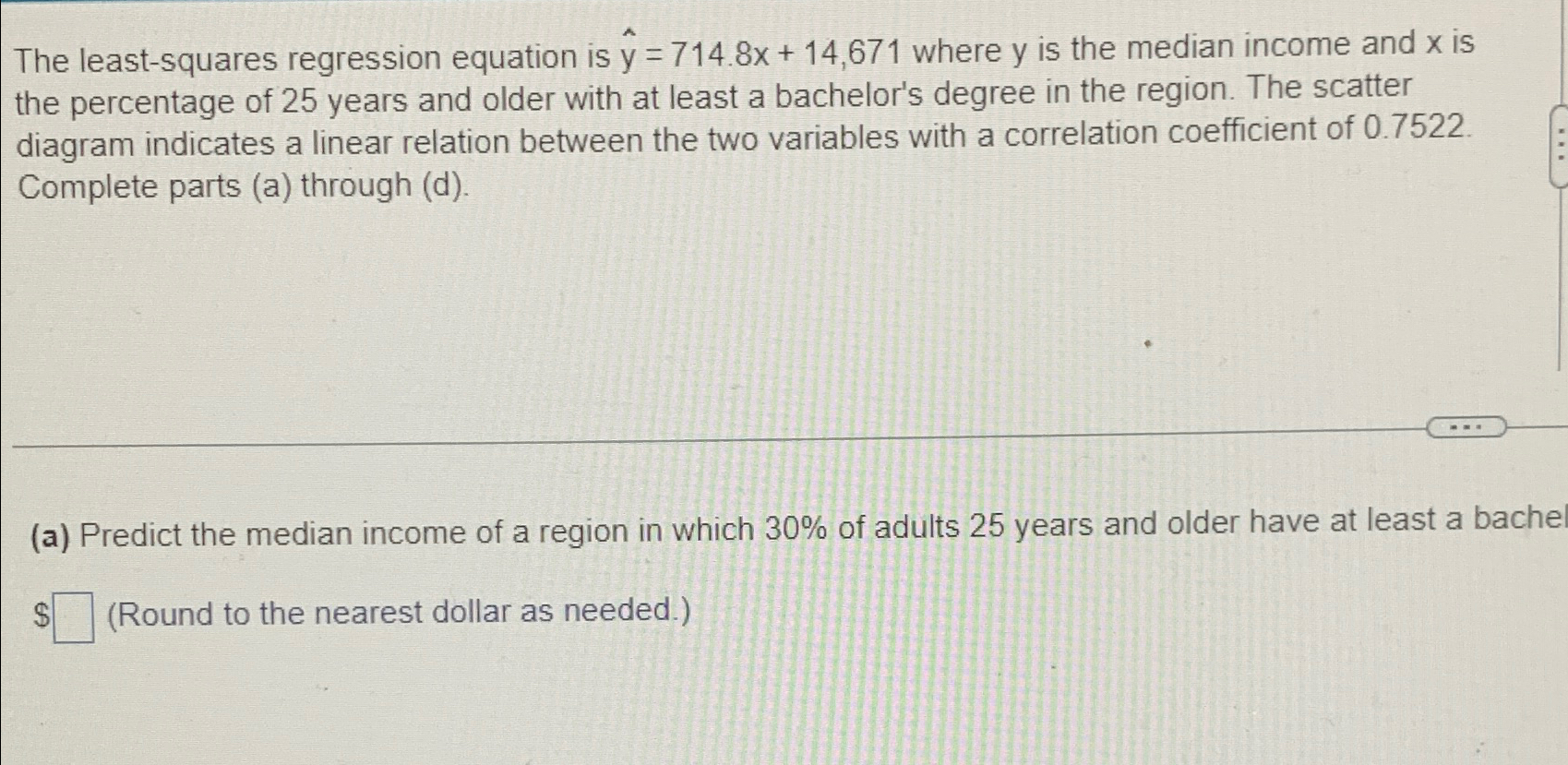 Solved The least-squares regression equation is | Chegg.com