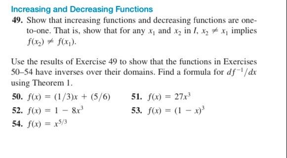 Solved 49-52Increasing and Decreasing Functions 49. Show | Chegg.com