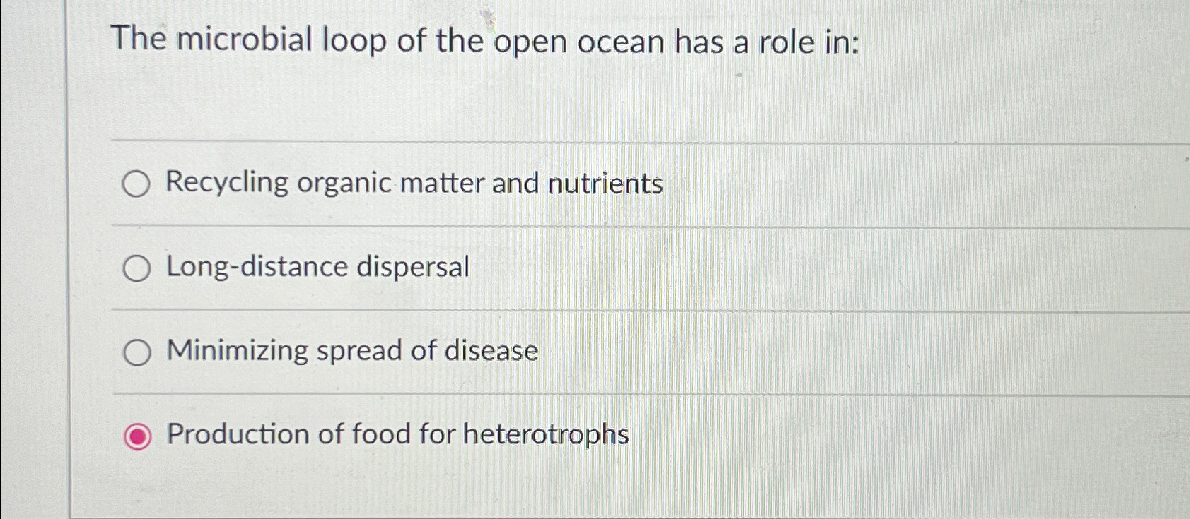 Solved The microbial loop of the open ocean has a role | Chegg.com