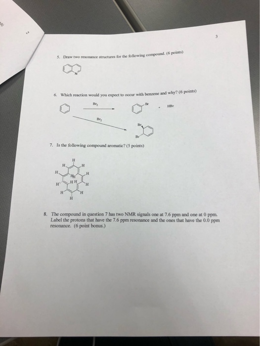 Solved 5 Draw two resonance structures for the following | Chegg.com