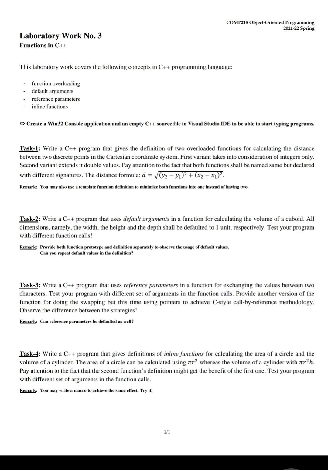 Solved COMP218 Object-Oriented Programming 2021-22 Spring | Chegg.com
