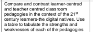 Compare and contrast leamer-centred and teacher | Chegg.com
