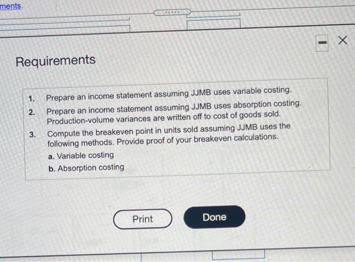 Solved JJMB manufactures snowboards. JJMB began 2020 with an | Chegg.com