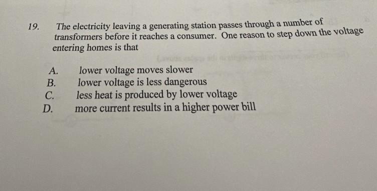 Solved The electricity leaving a generating station passes | Chegg.com