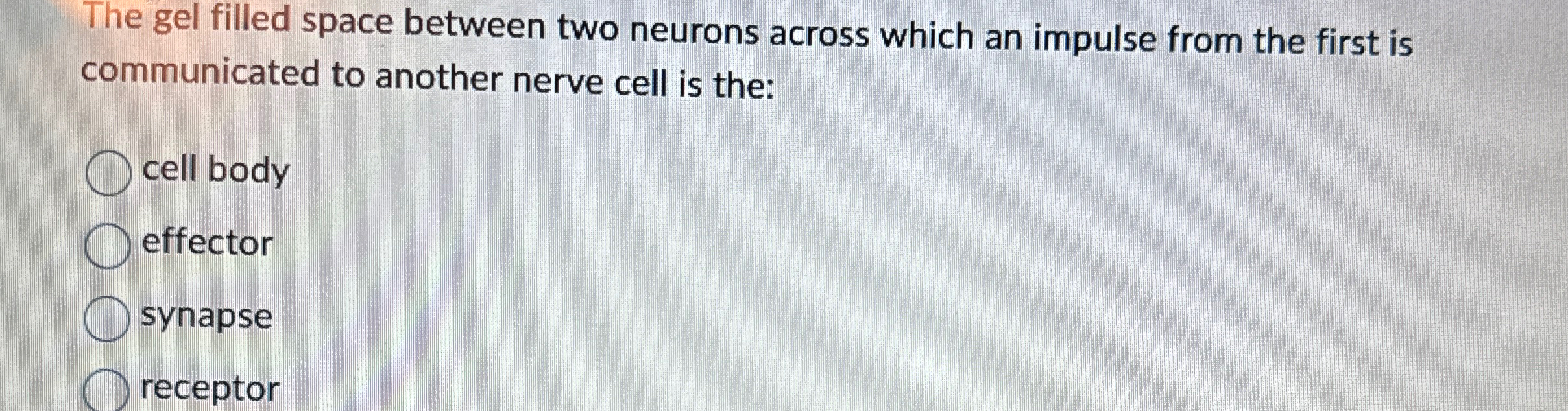 Solved The gel filled space between two neurons across which | Chegg.com