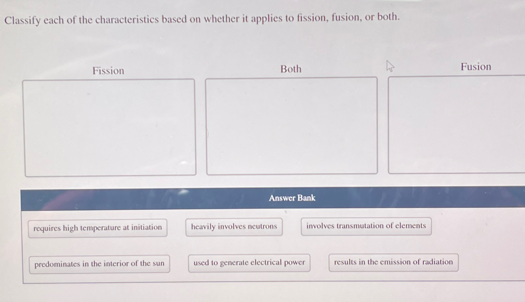 Classify each of the characteristics based on whether | Chegg.com