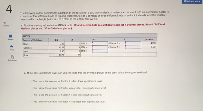 Solved Check my work 4 The following output summarizes a | Chegg.com