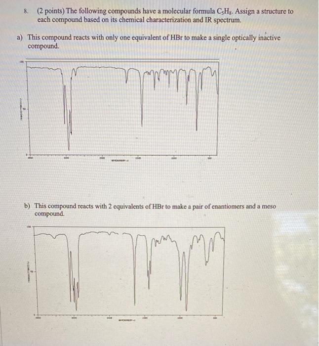 Solved 8. (2 points) The following compounds have a | Chegg.com