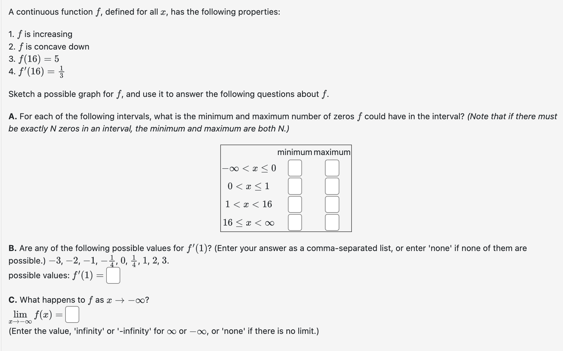 Solved A continuous function f, ﻿defined for all x, ﻿has the | Chegg.com