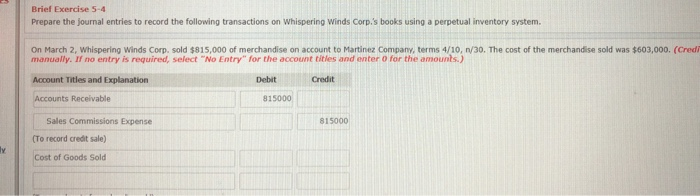 Solved Brief Exercise 5-4 Prepare the journal entries to | Chegg.com