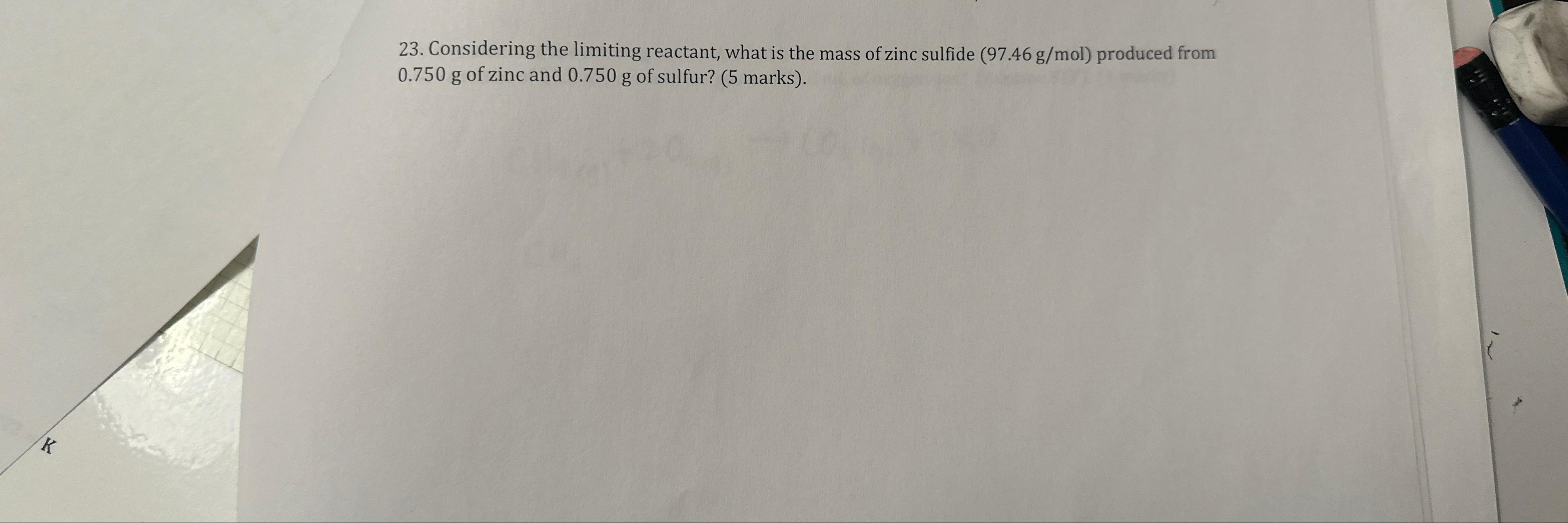 Solved Considering the limiting reactant, what is the mass | Chegg.com
