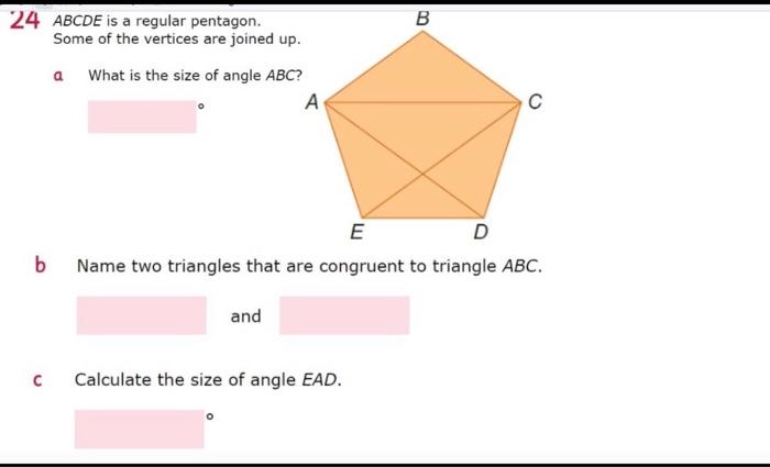Solved 4ABCDE is a regular pentagon. Some of the vertices | Chegg.com