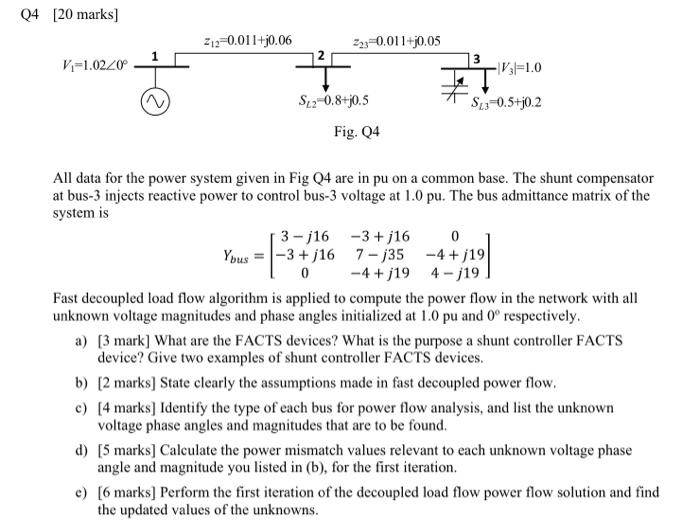 Solved Q4 ⌈20 marks ] All data for the power system given in | Chegg.com