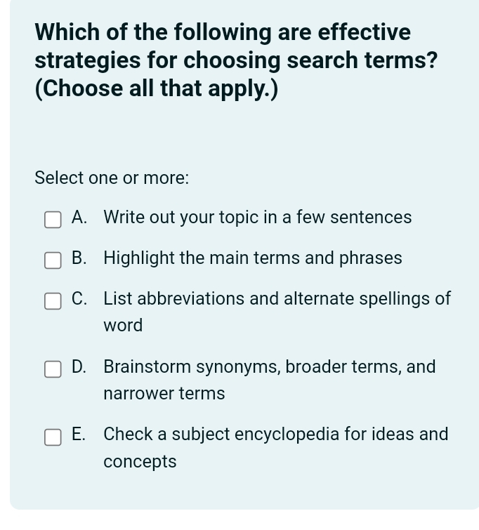 Solved Which of the following are effective strategies for | Chegg.com