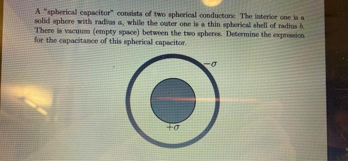 Solved A "spherical capacitor" consists of two spherical | Chegg.com