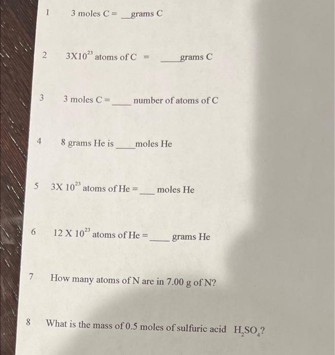 Solved 1 3 moles C = grams C 2 3x1023 atoms of C grams C 3 3 | Chegg.com