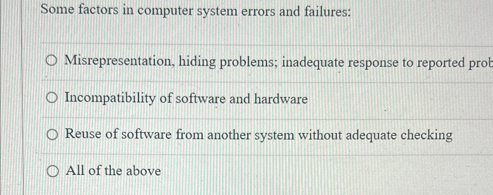 Solved Some factors in computer system errors and | Chegg.com