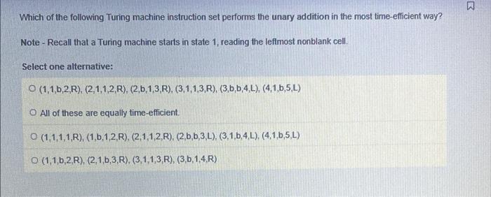 Solved Which of the following Turing machine instruction set | Chegg.com