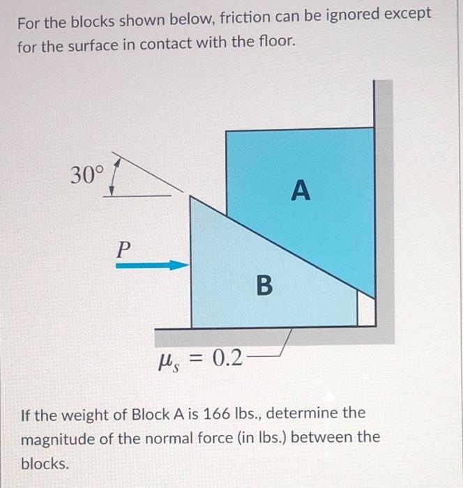 Solved 1. If the weight of Block A is 166 lbs., determine | Chegg.com