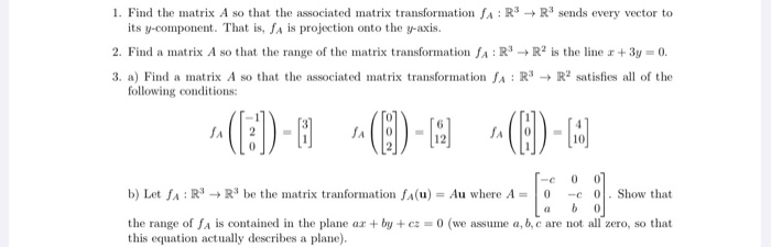 Solved 1. Find the matrix A so that the associated matrix | Chegg.com
