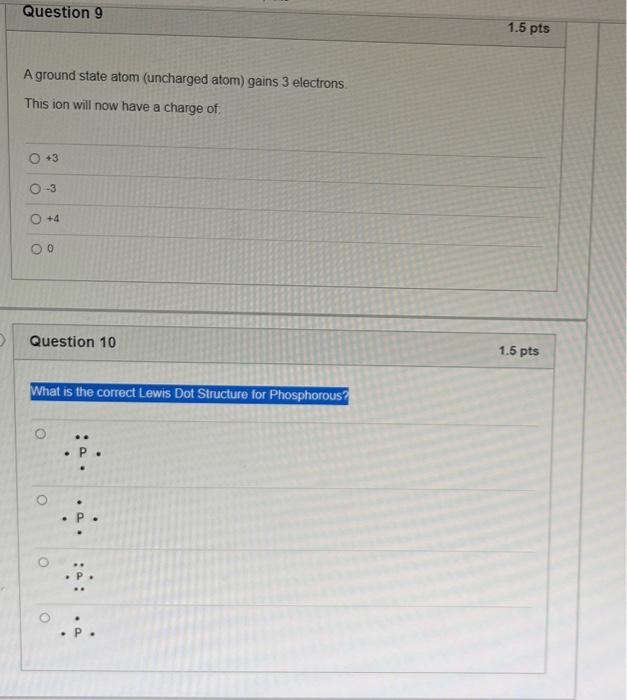 Solved A ground state atom (uncharged atom) gains 3 | Chegg.com