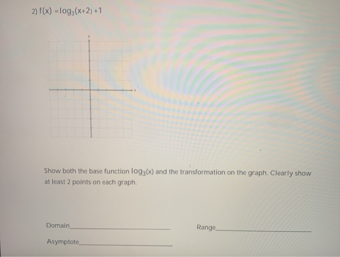 Solved 2) f(x) =log3(x+2)+1 Show both the base function | Chegg.com