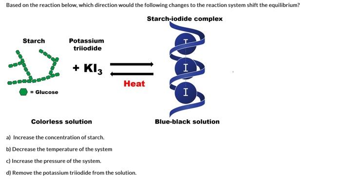 Solved = Glucose Potassium triiodide +KI3 Heat T I Colorless | Chegg.com