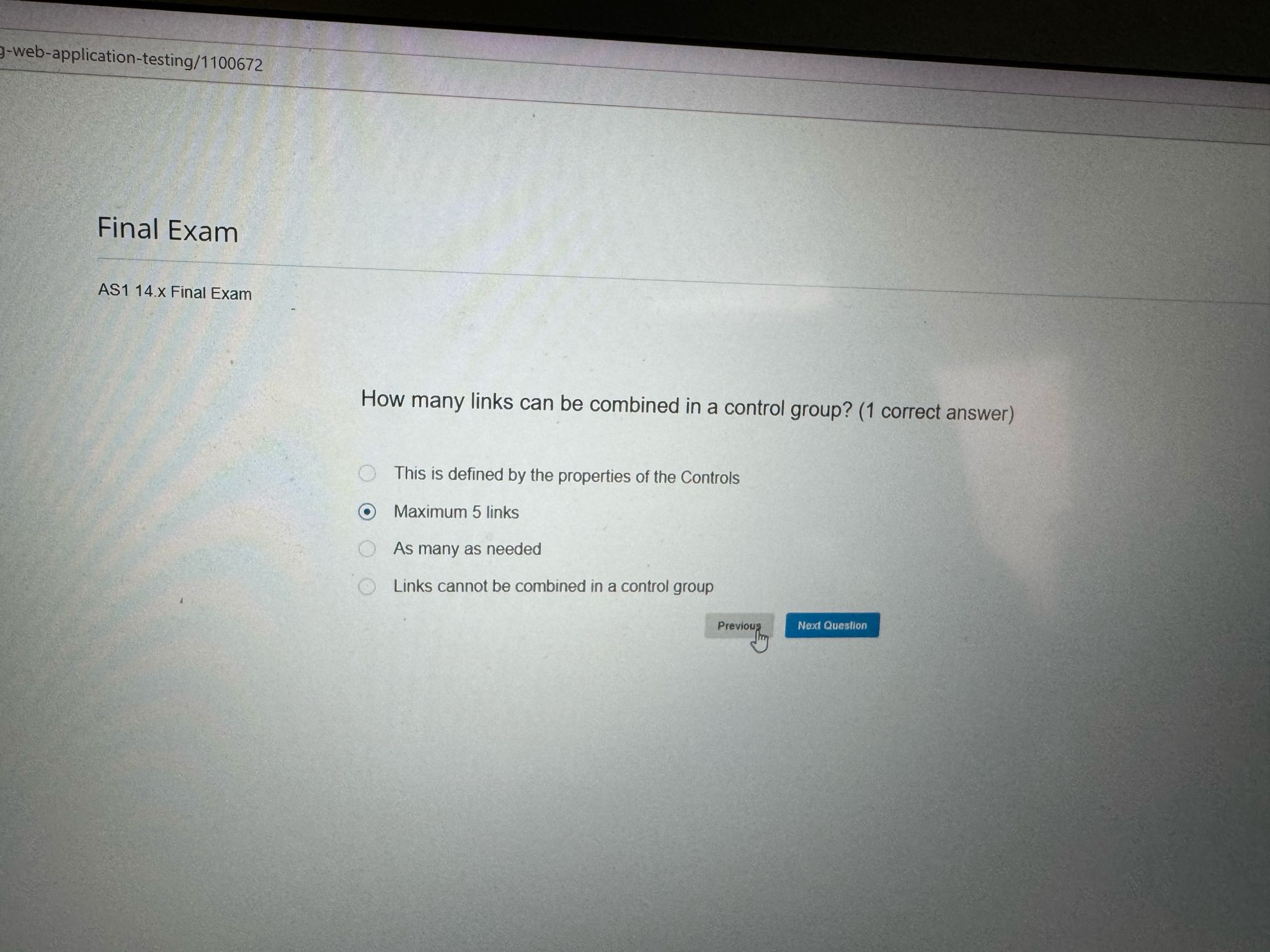 Solved AS1 14.x Final ExamHow many links can be combined in | Chegg.com