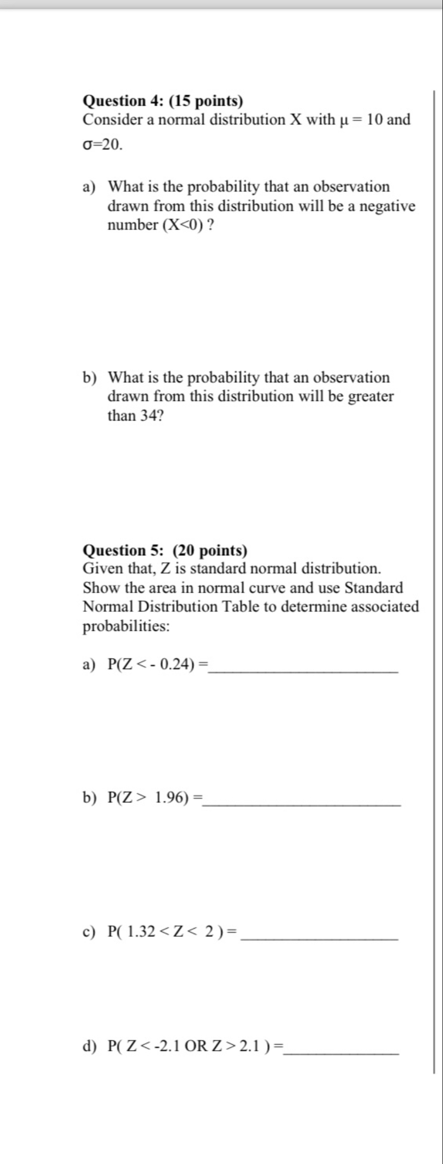 Solved Question 4: (15 ﻿points)Consider a normal | Chegg.com