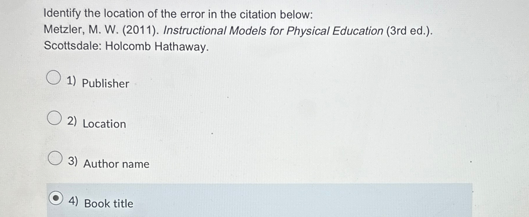 Solved Identify the location of the error in the citation | Chegg.com