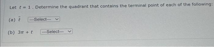 Solved Let t = 1. Determine the quadrant that contains the | Chegg.com