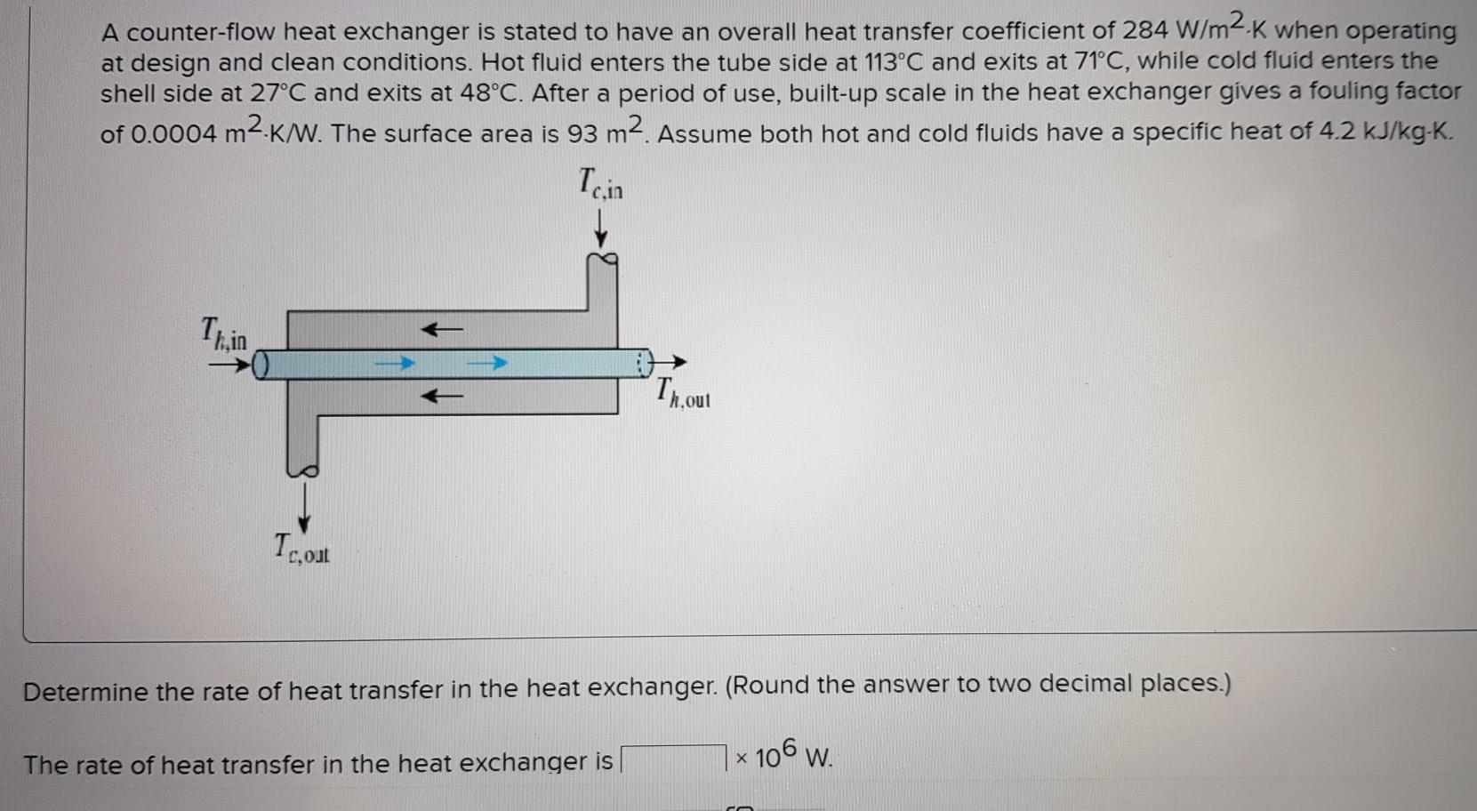 Solved A counter-flow heat exchanger is stated to have an | Chegg.com