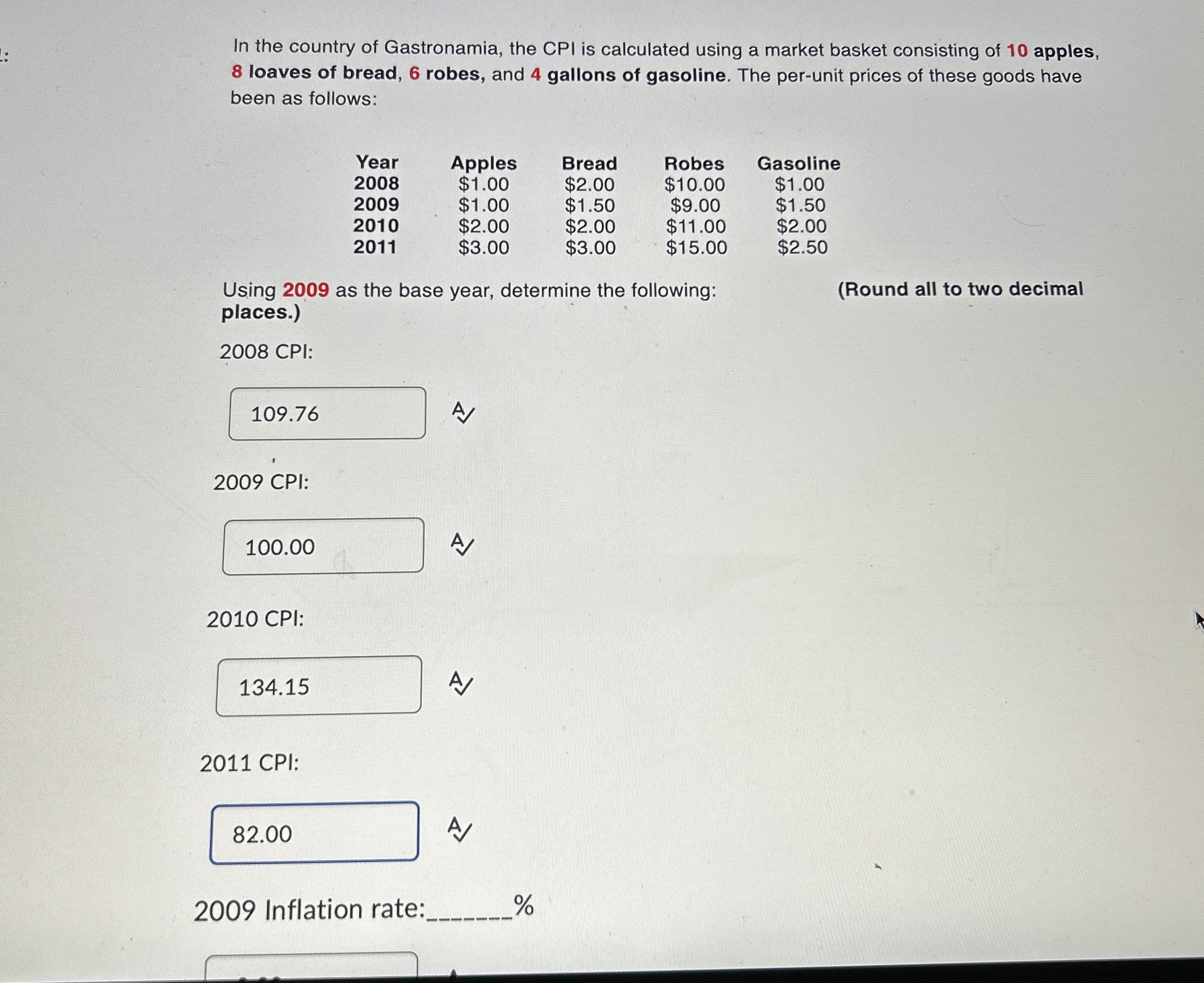 Solved In the country of Gastronamia, the CPI is calculated | Chegg.com
