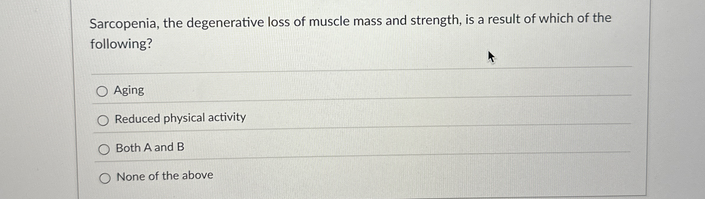 Solved Sarcopenia, the degenerative loss of muscle mass and | Chegg.com