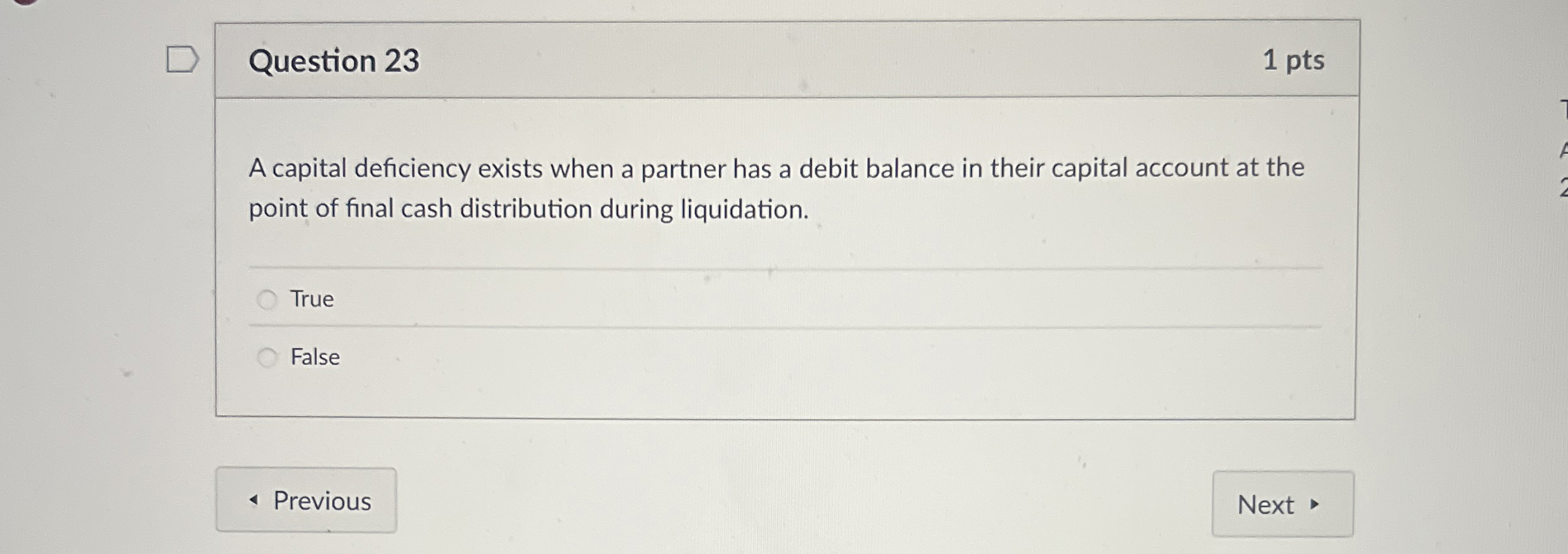 Solved Question 23A capital deficiency exists when a partner | Chegg.com