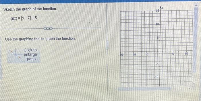 Solved Sketch the graph of the function. g(x)=∣x−7∣+5 Use | Chegg.com