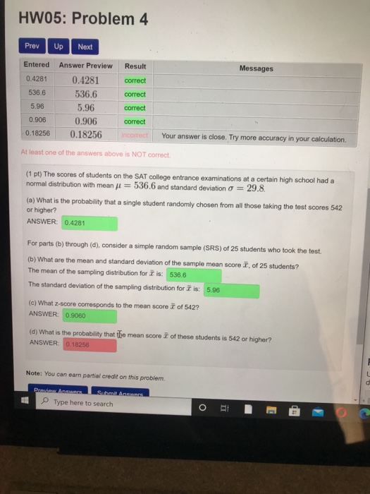 Solved HW05: Problem 4 Prev Result Messages correct Up Next | Chegg.com