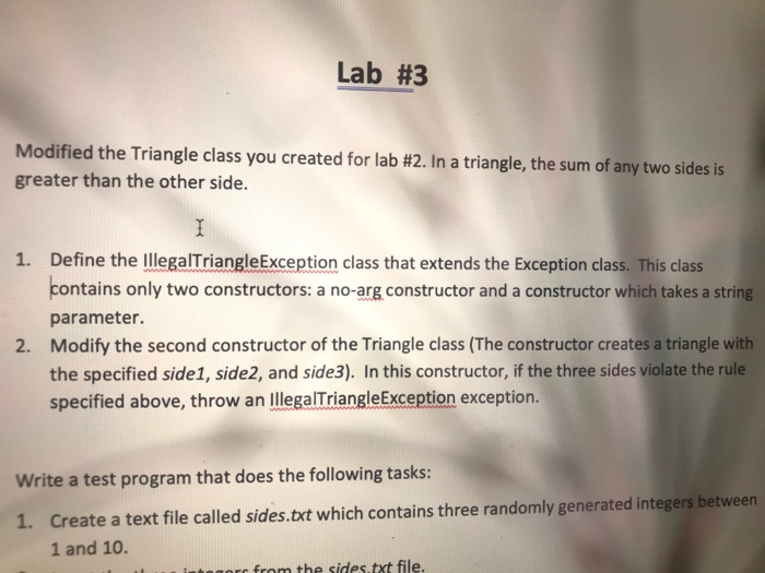 Solved Lab #3 Modified the Triangle class you created for | Chegg.com