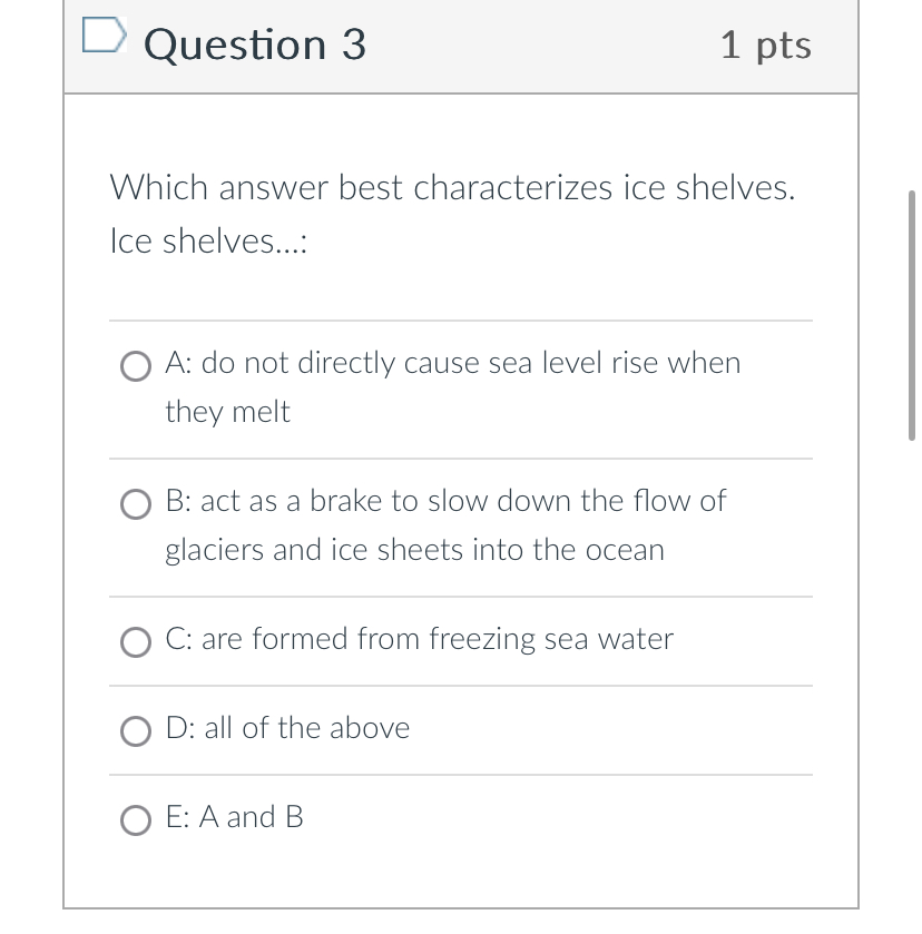 Solved Question 31 ﻿ptsWhich answer best characterizes ice | Chegg.com