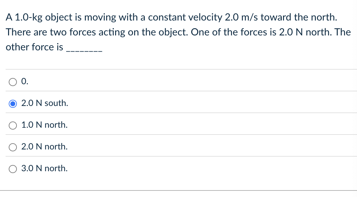 Solved A 1.0-kg object is moving with a constant velocity | Chegg.com