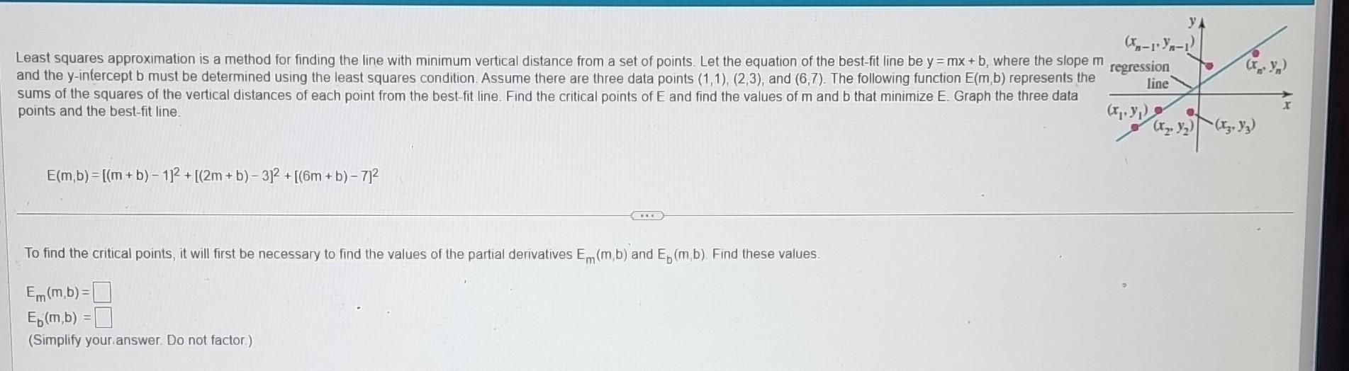 Solved Least squares approximation is a method for finding | Chegg.com