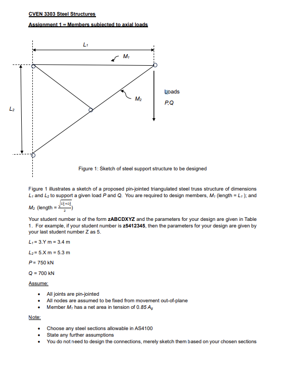 Solved CVEN 3303 ﻿Steel StructuresAssianment 1 = ﻿Members | Chegg.com