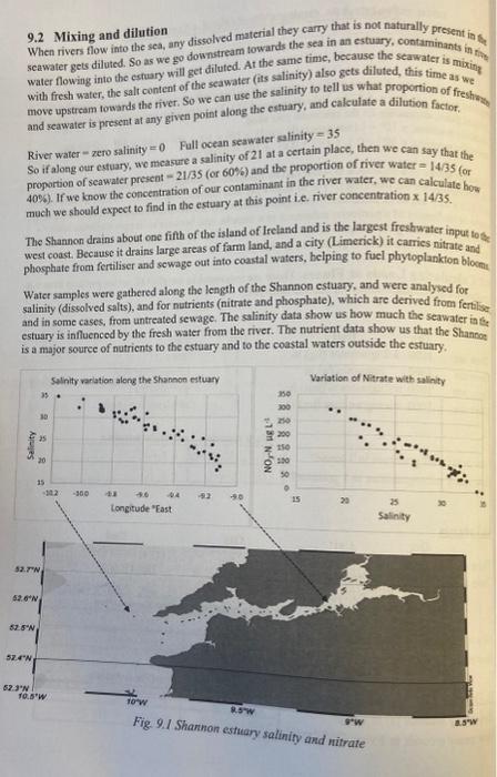 Solved 9.2 Mixing and dilution When rivers flow into the | Chegg.com