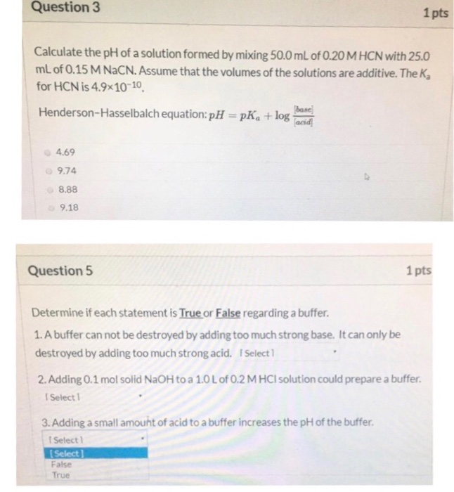 Solved Question 3 1 pts Calculate the pH of a solution | Chegg.com