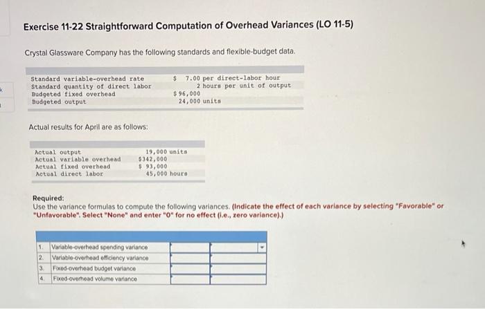Solved Exercise 11-22 Straightforward Computation of | Chegg.com