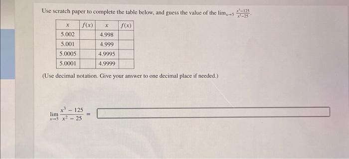 Solved Use scratch paper to complete the table below, and | Chegg.com