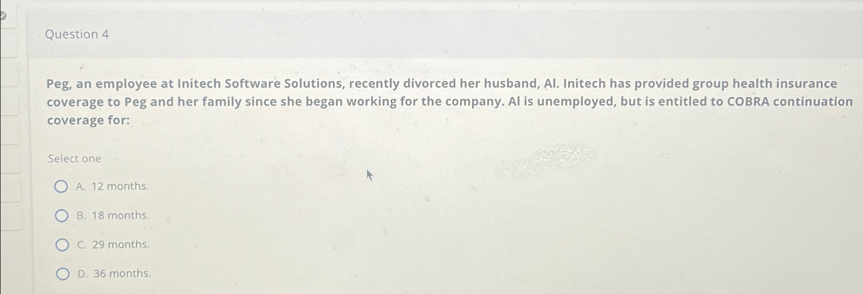 Solved Question 4Peg, an employee at Initech Software | Chegg.com