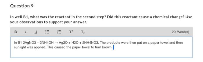 Solved In well B1, what was the reactant in the second step? | Chegg.com